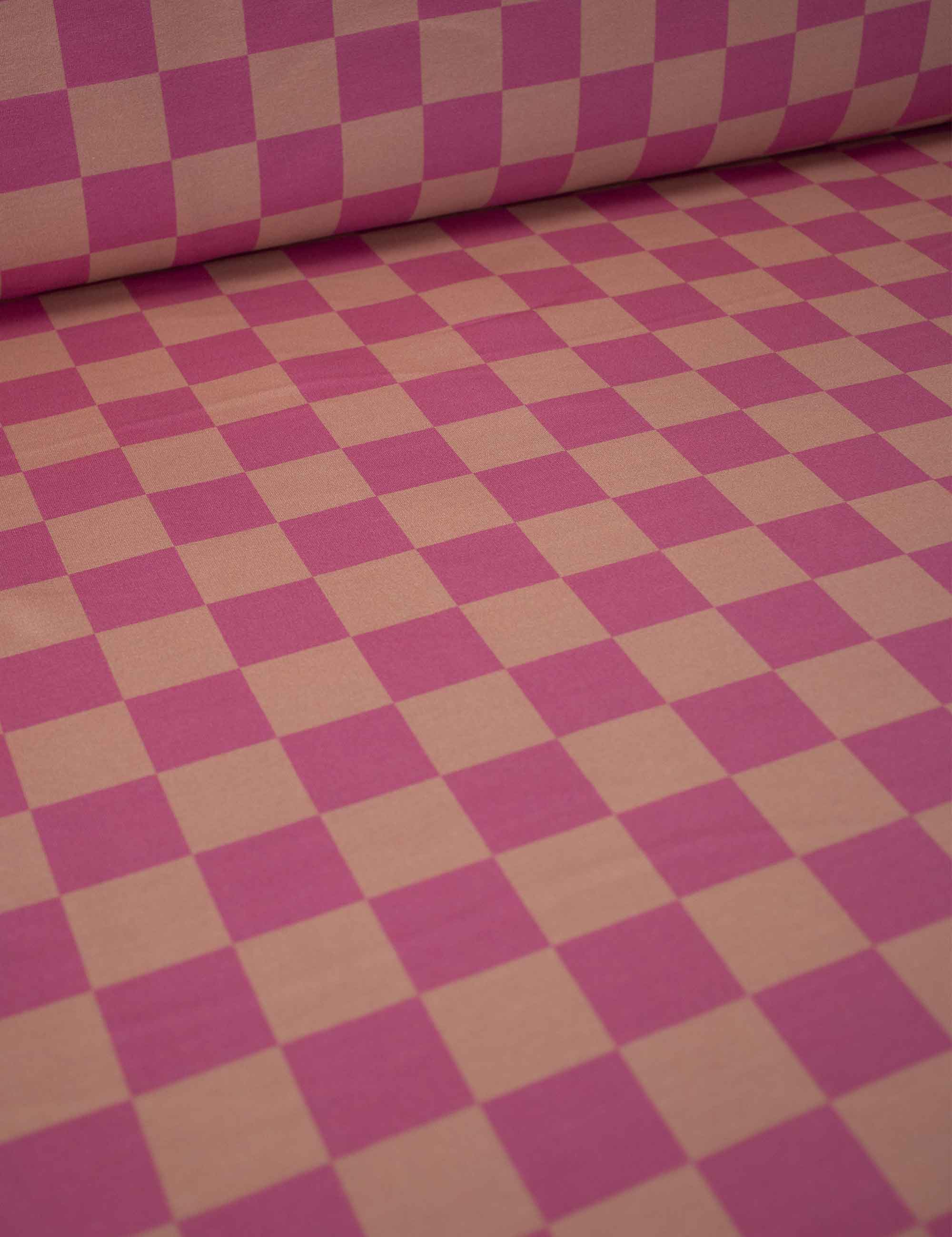 Berry Bold & Dusty Peach Check French Terry kopen? | Rebel Studio