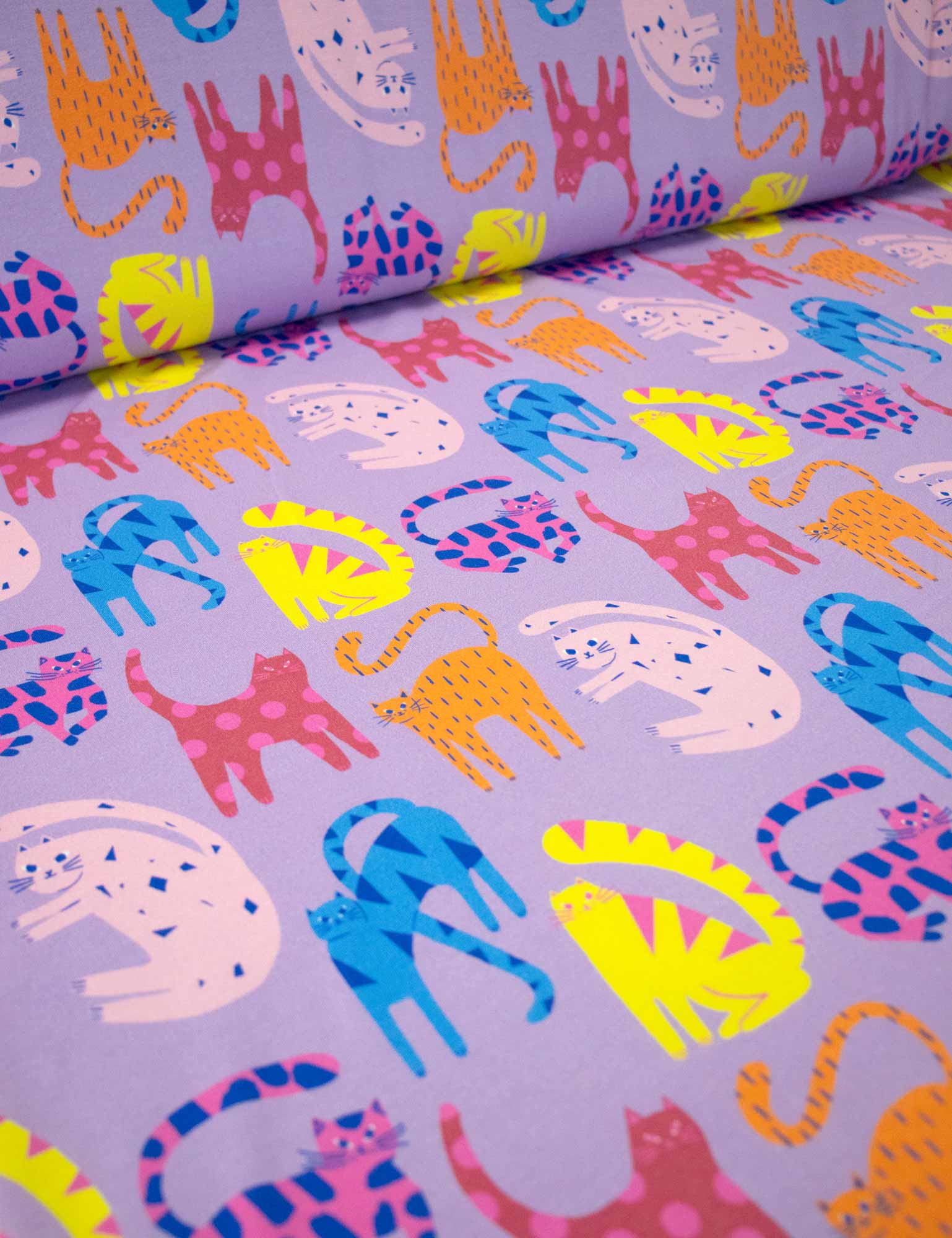 Cool Cats Lilalicious | Tricot print (GOTS) 170 cm | Rebel Studio